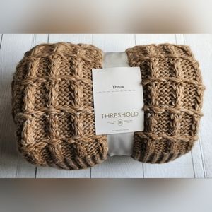 Threshold | Bedding | Threshold Marled Knit Throw Blanket Light Brown ...